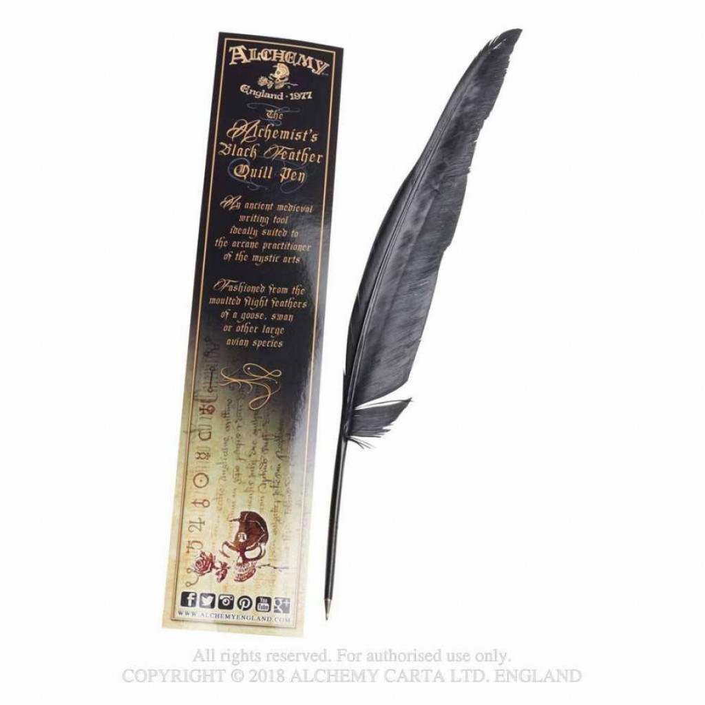 The Alchemist's Black Feather Quill Pen - Eternal Goth