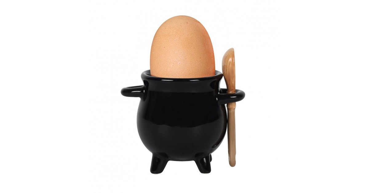 Cauldron Egg Cup with Broom Spoon - Eternal Goth